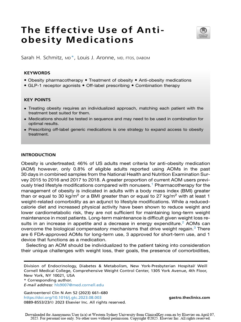 Effective Use of Anti-Obesity Medications | PDF | Obesity | Weight Loss