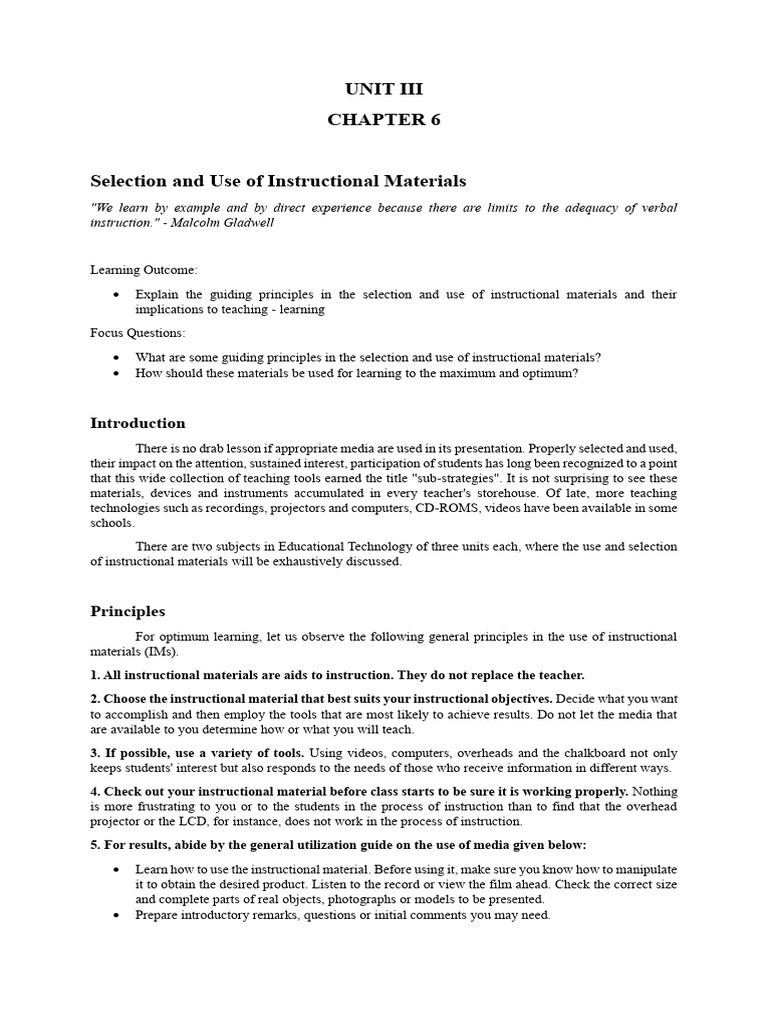 Unit III Chapter 6 Ped 103 3 | PDF | Educational Technology | Human Communication