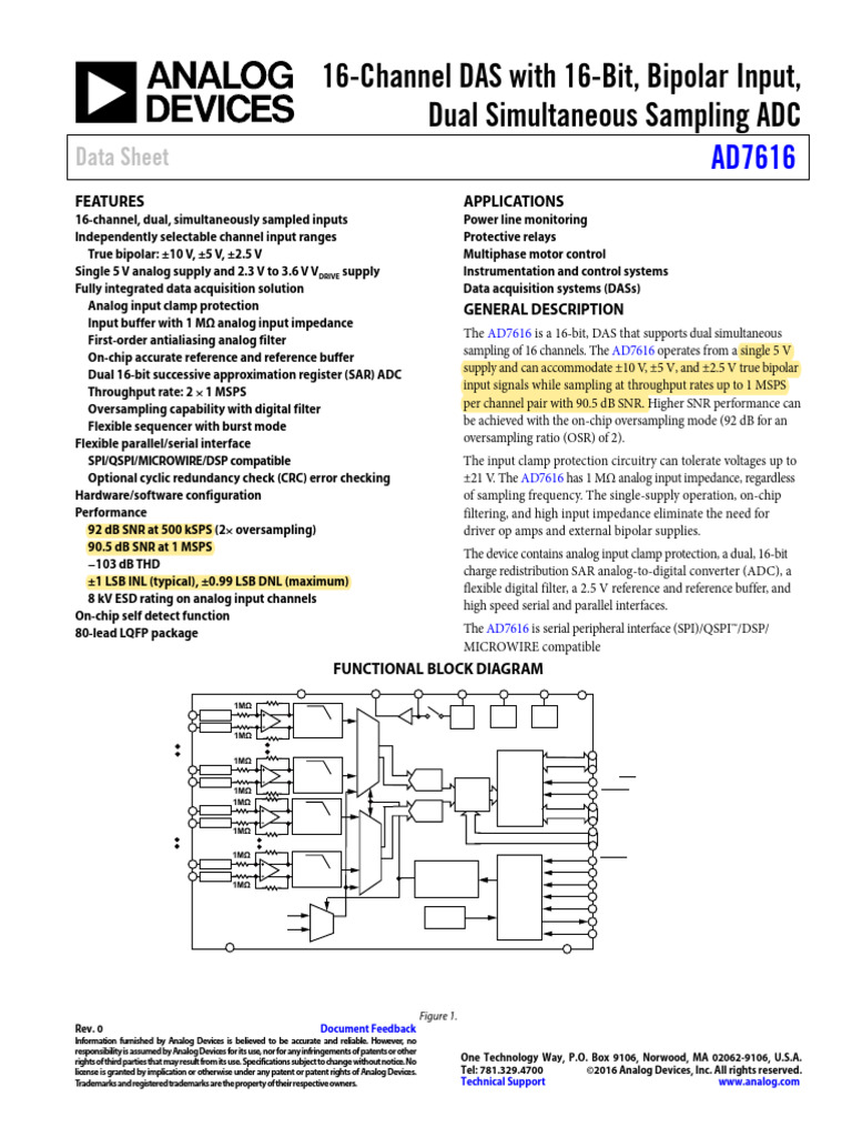 AD7616 | PDF | Sampling (Signal Processing) | Analog To Digital Converter
