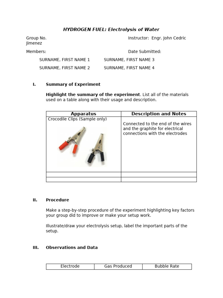 Chem 111 Electrolysis Lab Report Pdf