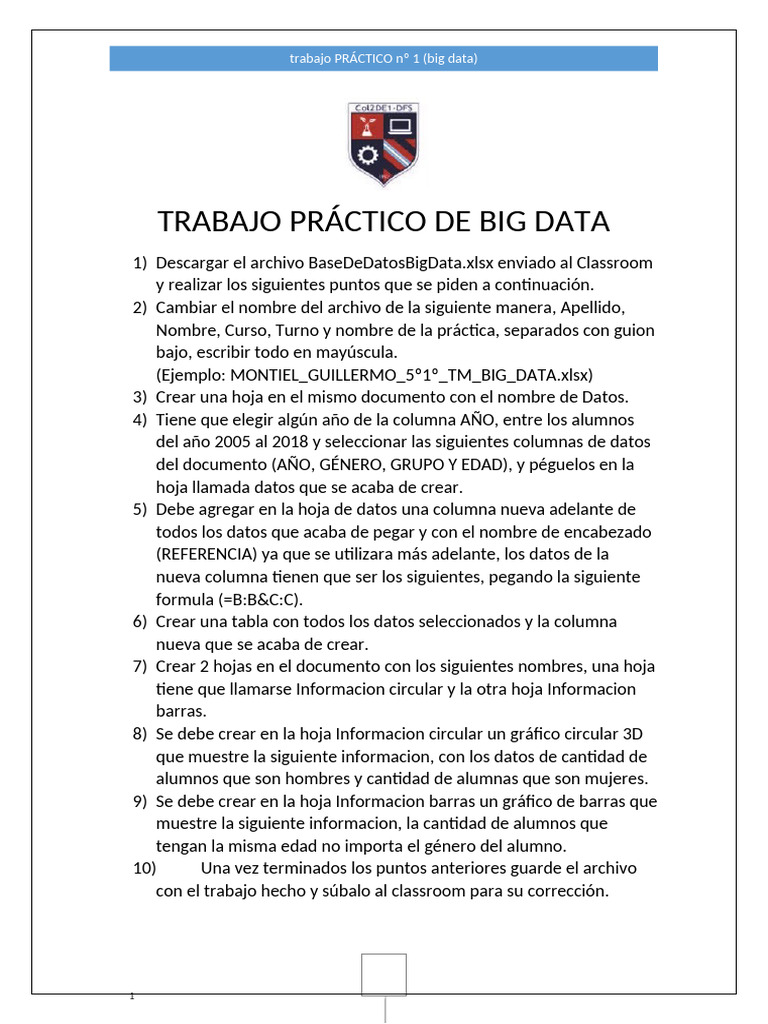 Trabajo Práctico Big Data: Instrucciones | PDF