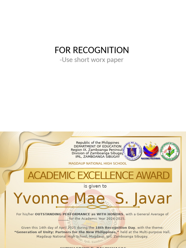 Academic Excellence Award 2025 | PDF
