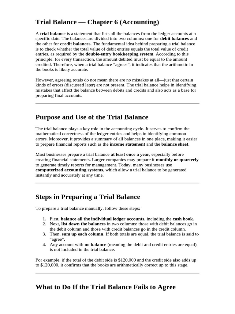 Understanding Trial Balance in Accounting | PDF | Debits And Credits ...
