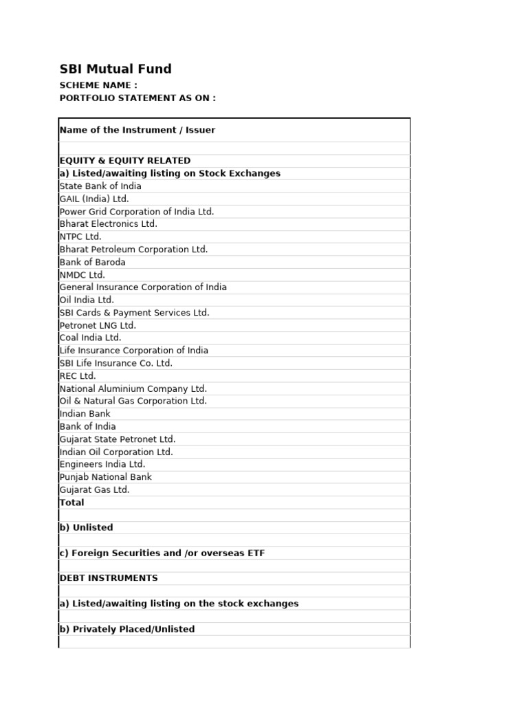 SBI-PSU-FUND-MONTHLY-PORTFOLIO---MARCH-2025 | PDF | Securities (Finance ...