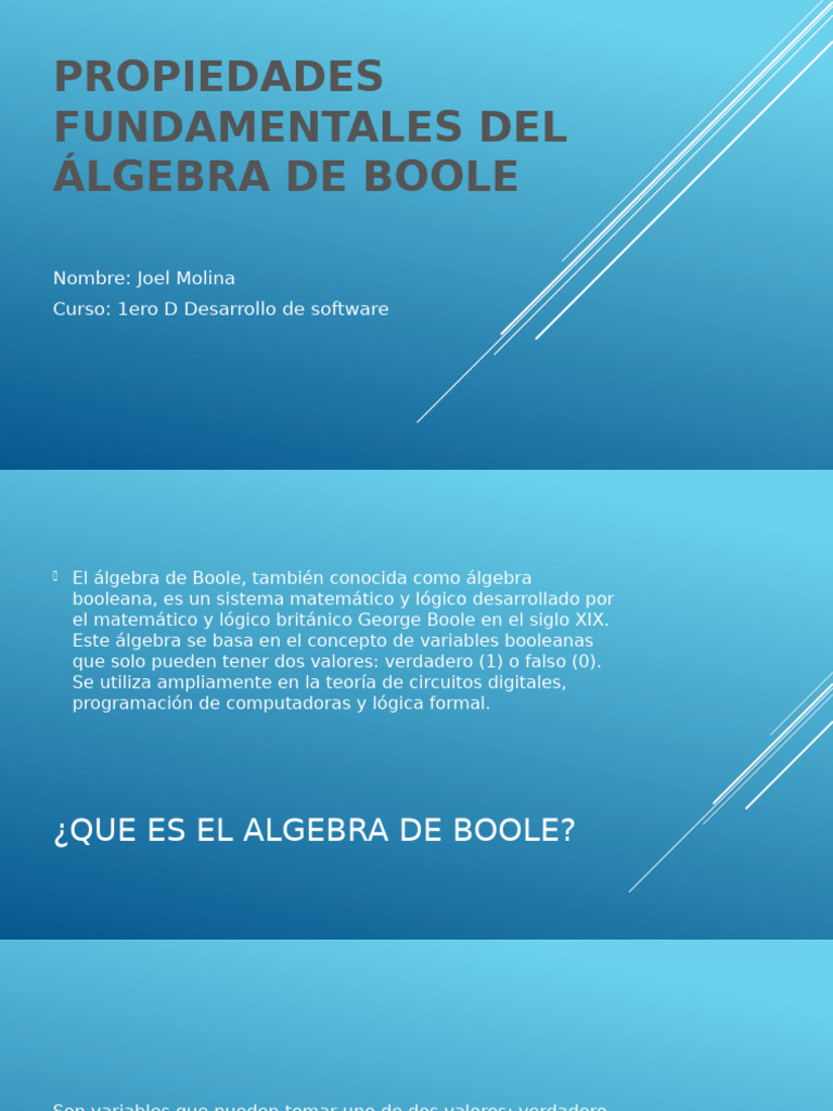 Propiedades Fundamentales Del Álgebra de Boole | PDF | Álgebra de Boole | Enseñanza de matemática