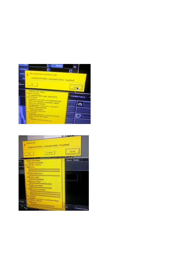Alexion - Arc occurred in previous scan - Error in XC | PDF | Electrical Components | Radiology