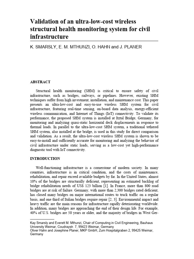 Validation of An Ultra-Low-Cost Wireless Structural Health Monitoring System For Civil ...