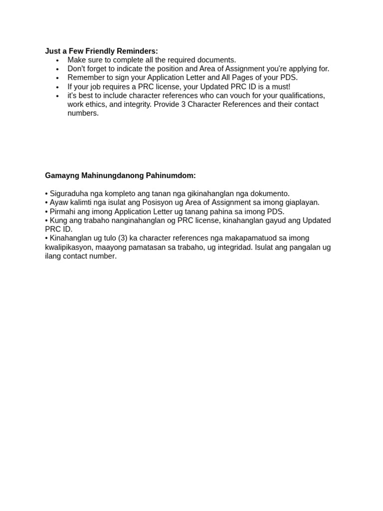 Reminders Job Posting | PDF