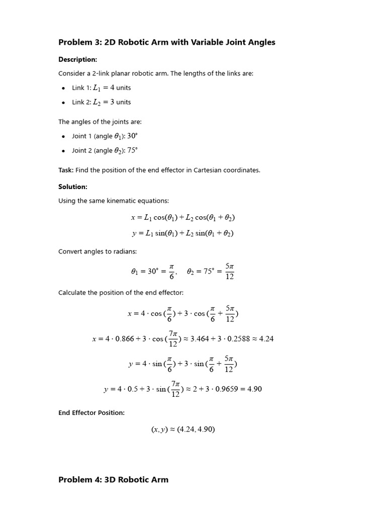 2D and 3D Manipulator Problems - Hots Level 1 | PDF | Gravity | Kinematics