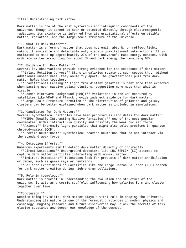 Understanding Dark Matter | PDF | Dark Matter | Matter