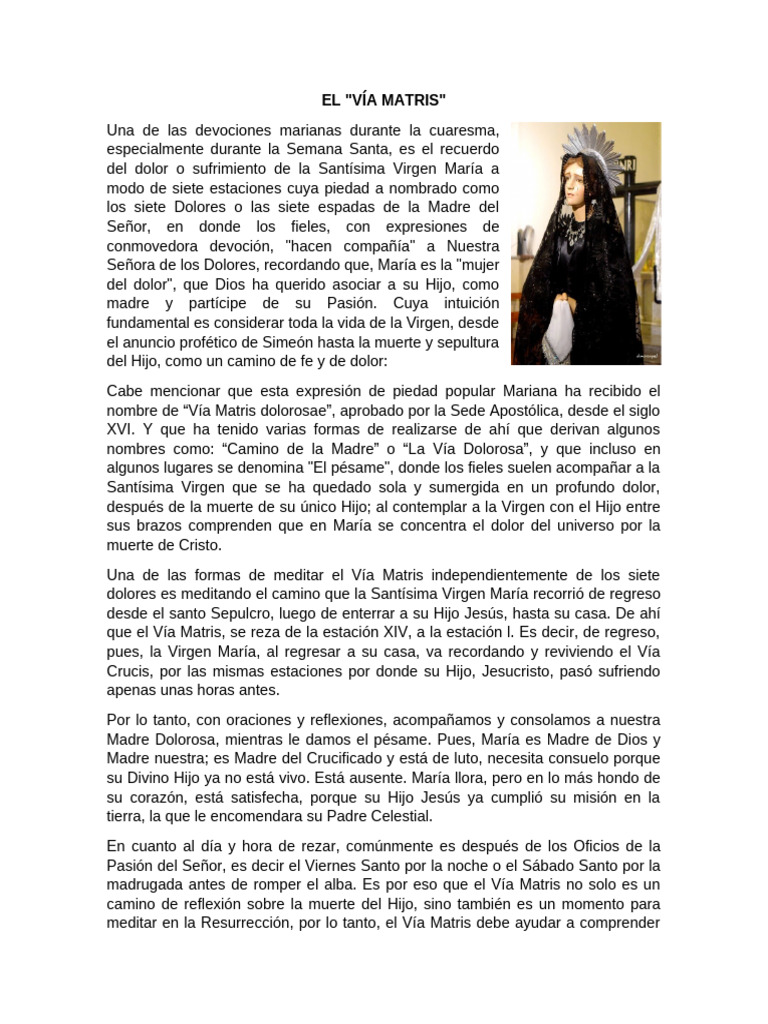 el via matris | PDF | María, madre de Jesús | Oración