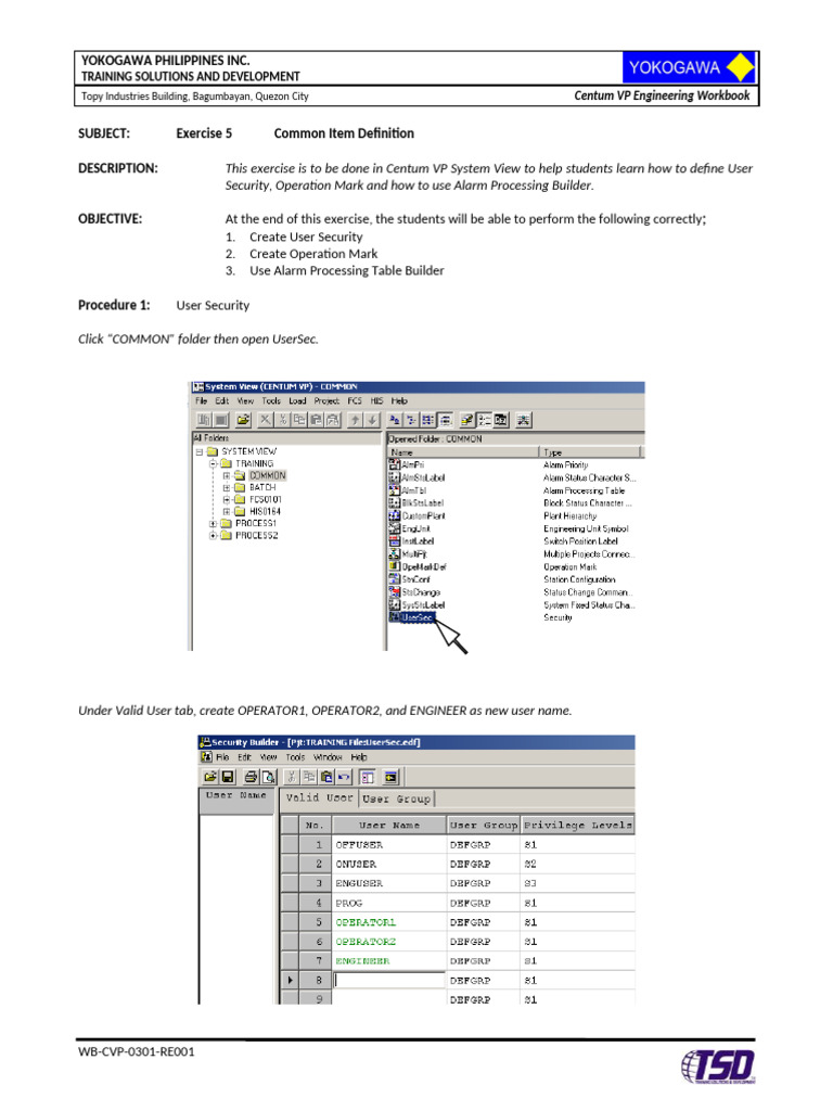 CentumVP Workbook - Exer 5 Common Item Definition | PDF | Computing | Software