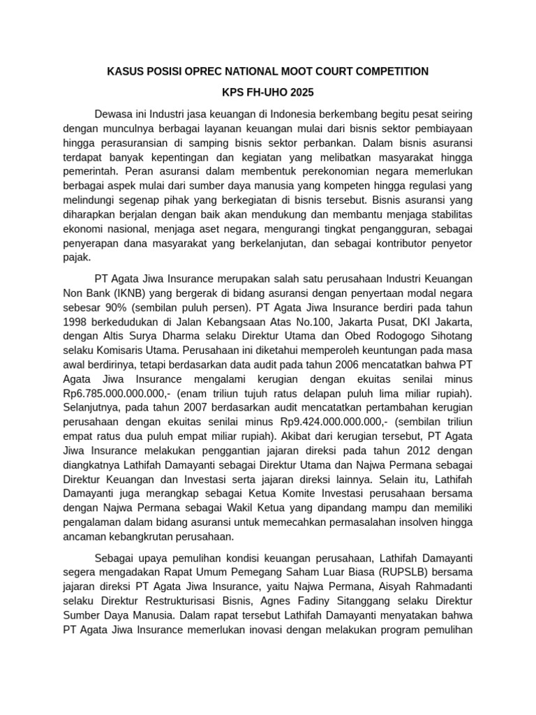 Kasus Posisi Oprec Nmcc Kps Fh-uho 2025 | PDF