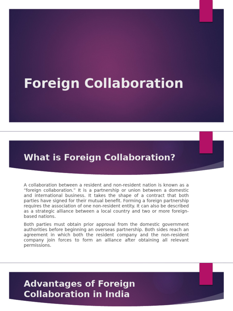 Types and Benefits of Foreign Collaboration | PDF | Partnership ...