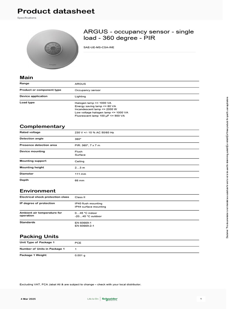 Schneider Electric Argus For Asia SAE UE MS CSA WE | PDF