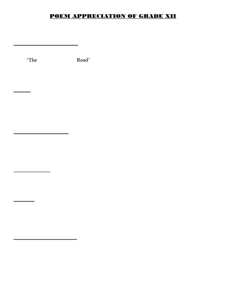 Grade Xii Poem Appreciation PDF | PDF | Poetry | Poetics