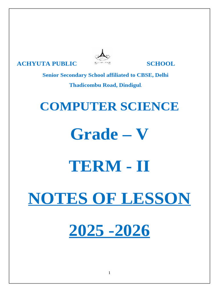 V-Computer Science (Term II) NOL 25-26 | PDF | Computing | Software