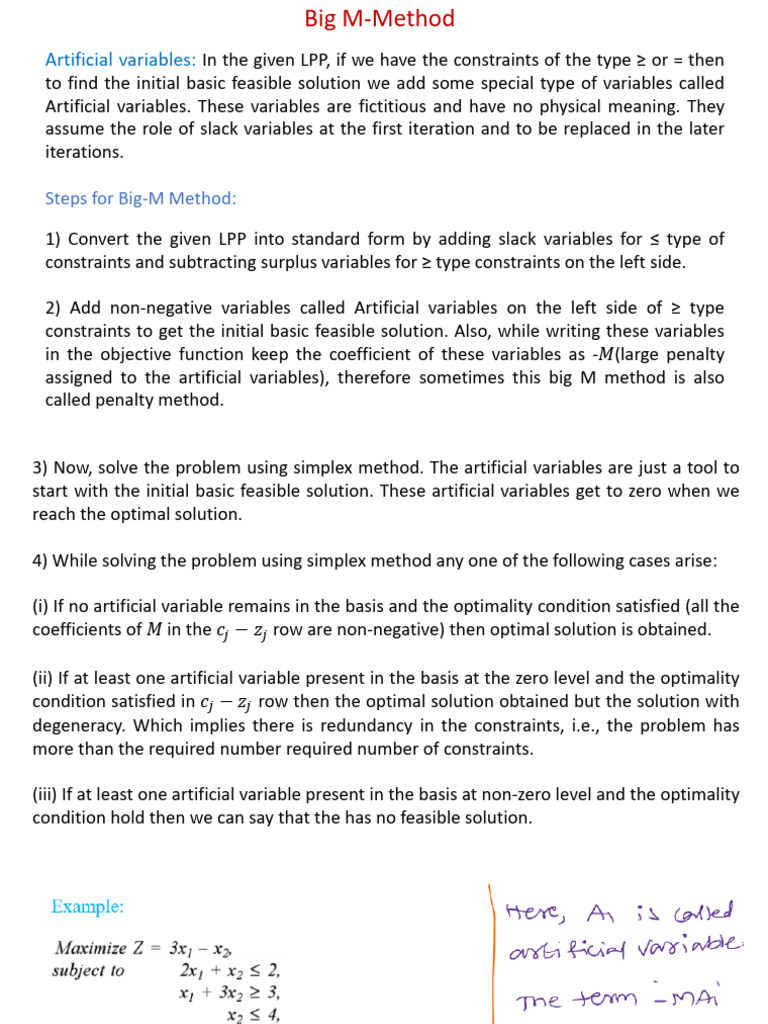 8-Big-M Method - II-11-01-2025 | PDF | Applied Mathematics ...