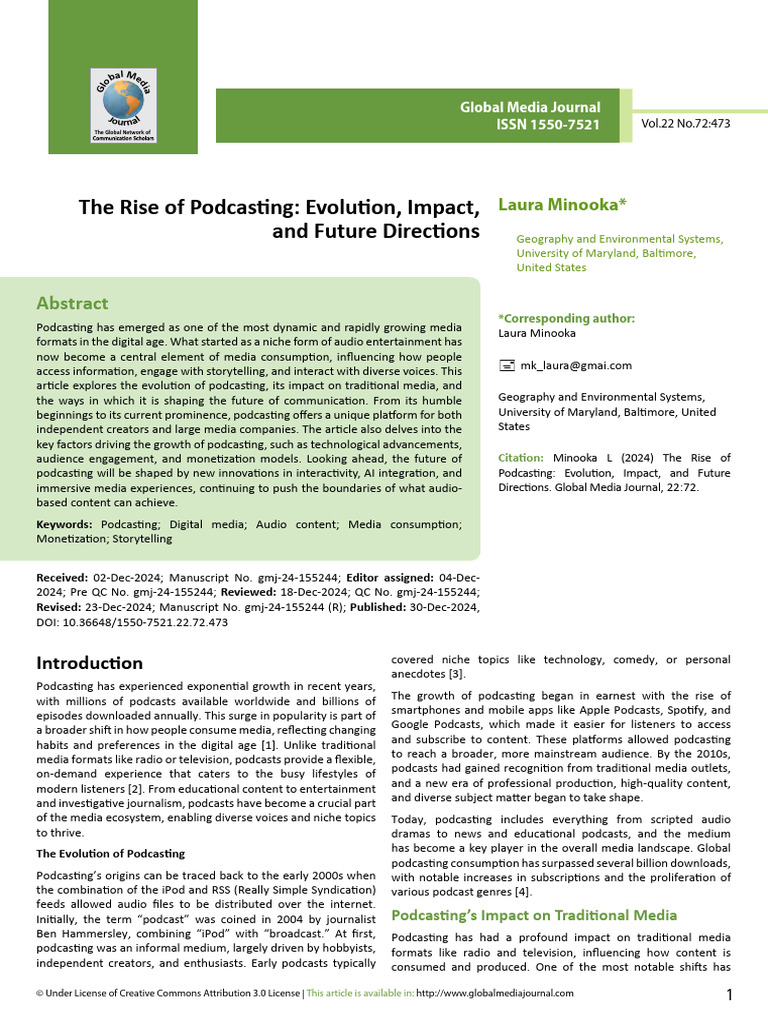 The Rise of Podcasting Evolution Impact and Future Directions | PDF ...