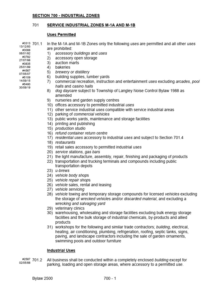 Industrial Zones Bylaw 2500 Overview | PDF | Building | Warehouse