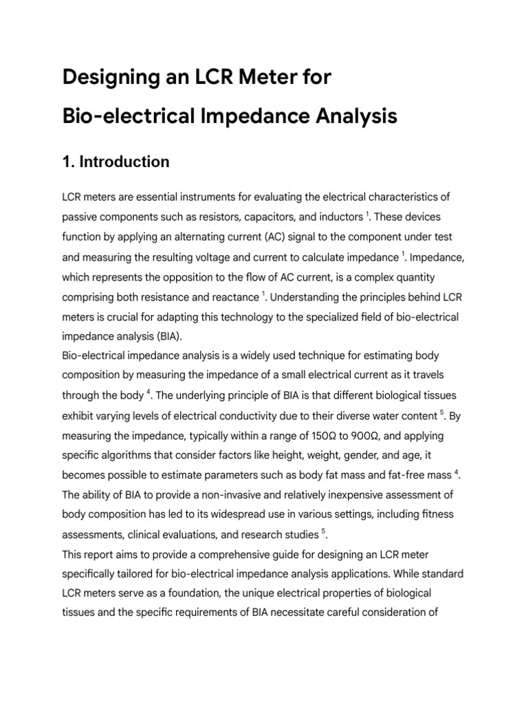 Designing An LCR Meter For Bio-Electrical Impedance Analysis | PDF | Electrical Impedance ...