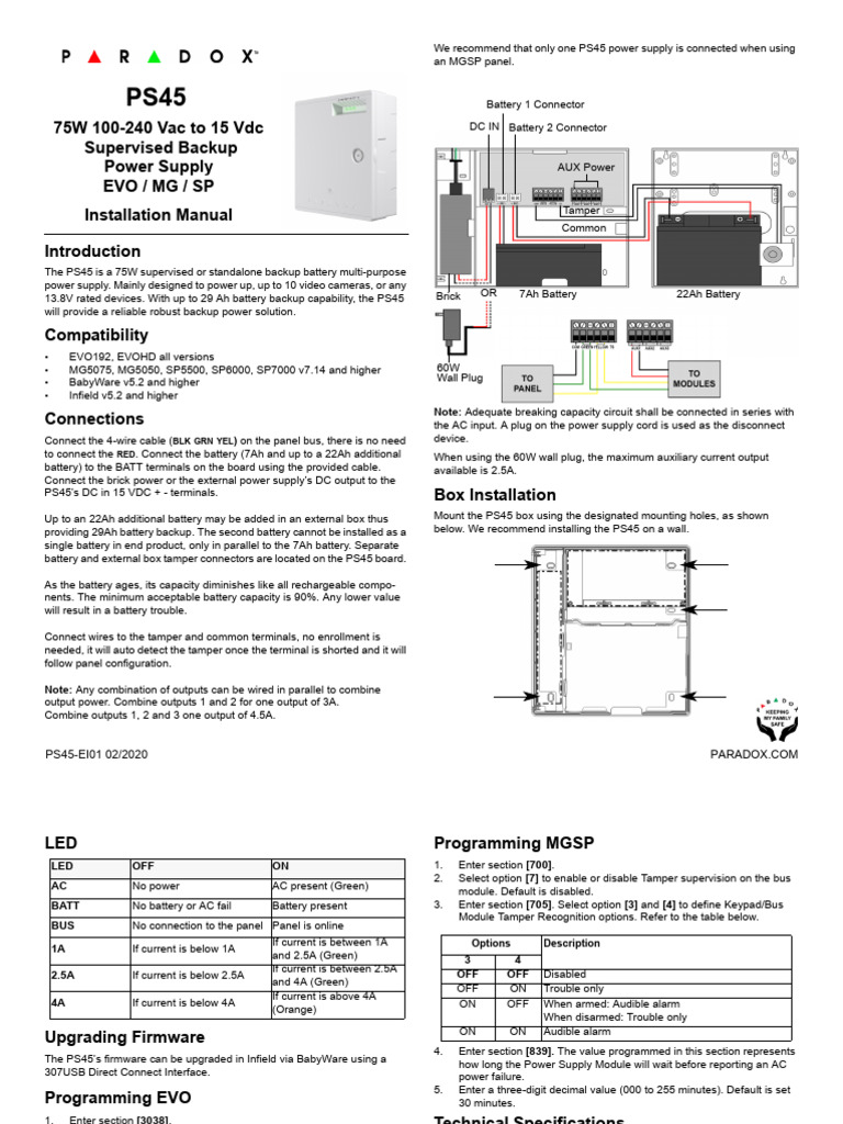 PS45 Installation Manual | PDF | Power Supply | Alternating Current
