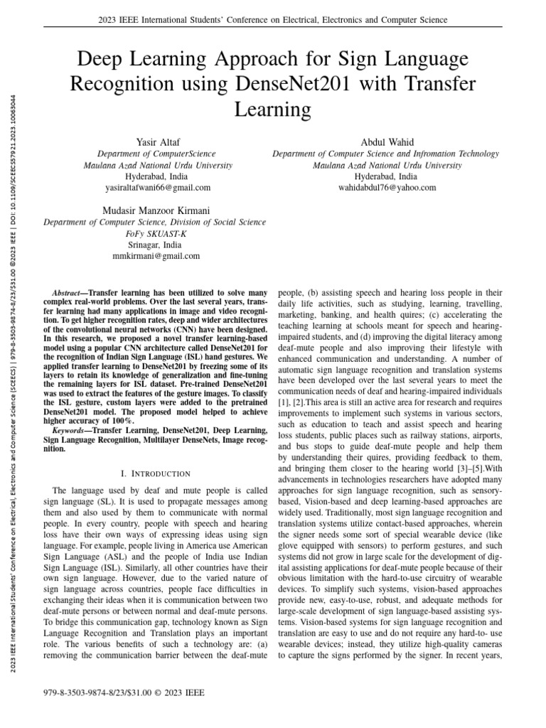 Deep Learning for Indian Sign Language Recognition | PDF | Deep ...