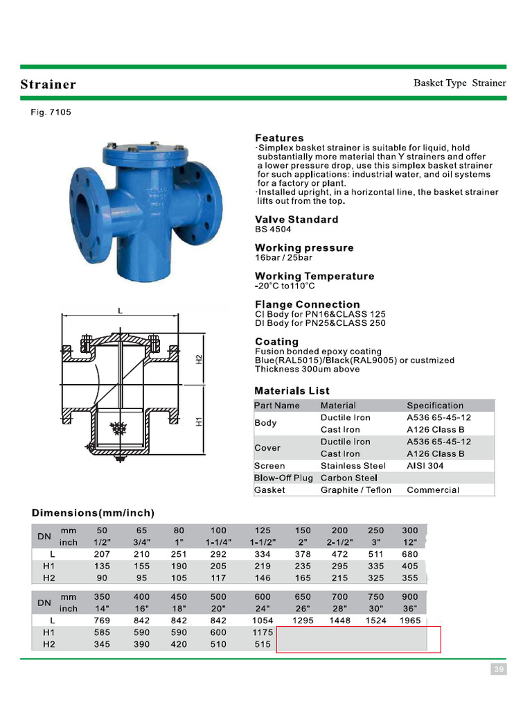 7105 Gala Basket Strainer | PDF