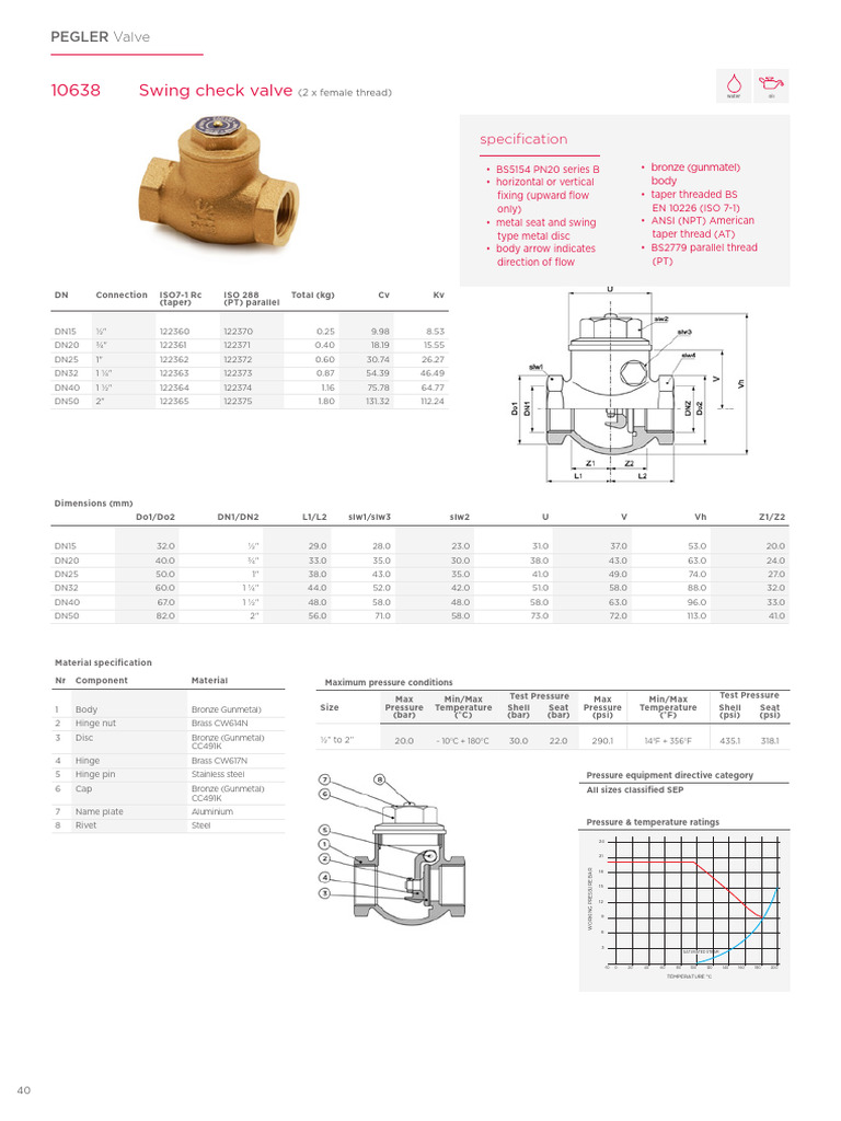 Bronze Swing Check Valve Specifications | PDF | Mechanical Engineering