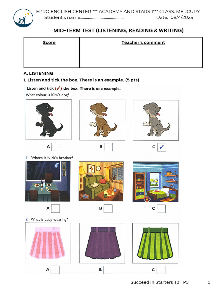 Academy Stars 1 Mid-Term Test | PDF | Conservation And Restoration ...