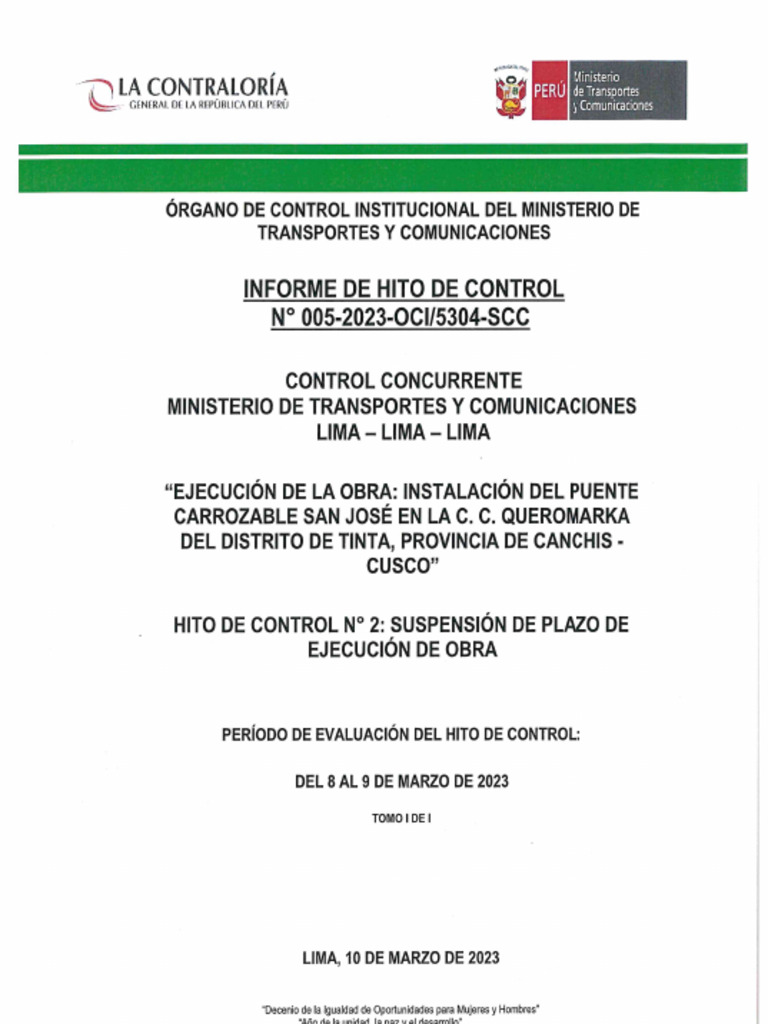 Informe de Hito de Control N.° 005-2023 | PDF | Perú | Soldadura