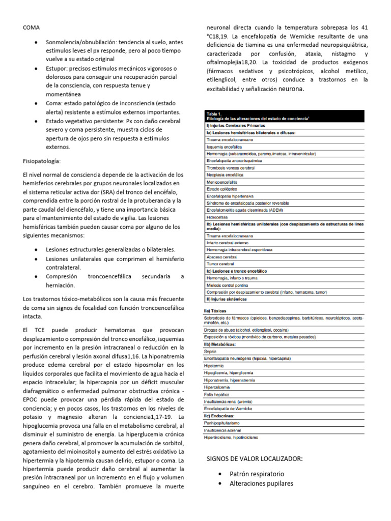 COMA | PDF | Coma | Cerebro