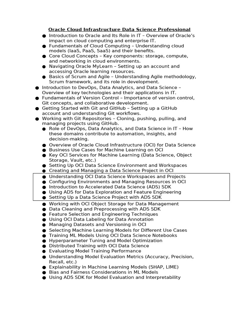 Oracle Cloud Infrastructure Data Science Professio Pdf Cloud Computing Data Science