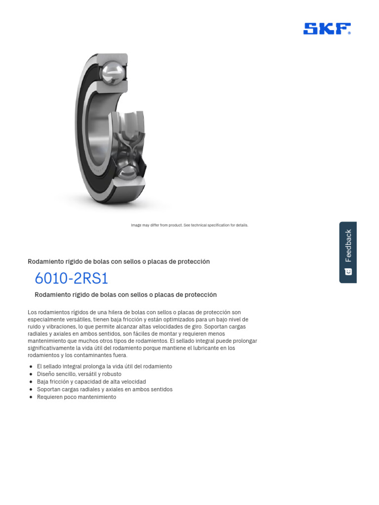6010-2RS1 - Rodamientos Rígidos de Bolas - SKF | PDF | Red mundial | Internet y web