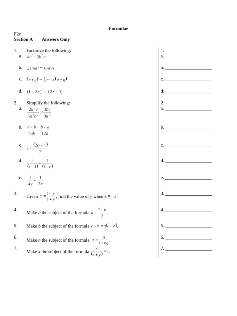 F.2 Mathematics_2z formulae | PDF