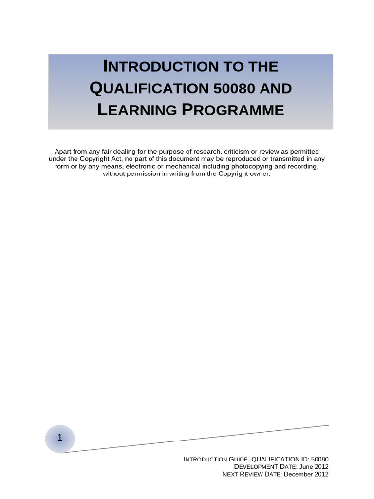 Introduction To The Qualification 50080 | PDF | Educational Assessment ...