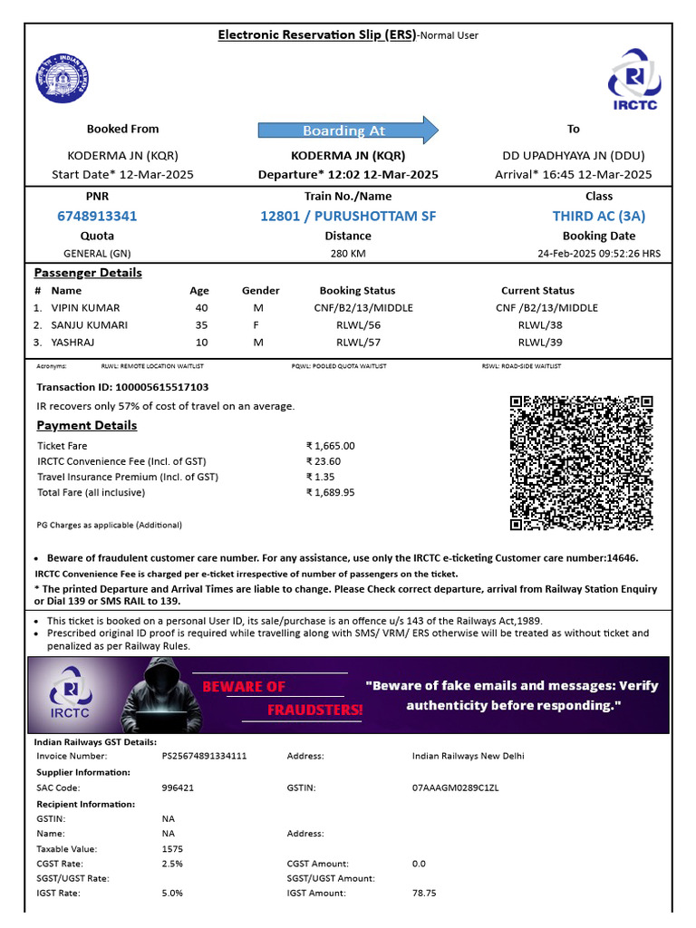 Koderma To DinDyal Updhyay | PDF | Payments