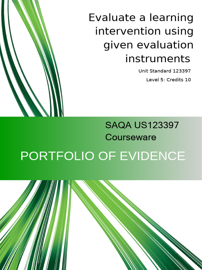 123397 POE - Evaluate Learning (including assessments) | PDF | Educational Assessment | Evaluation