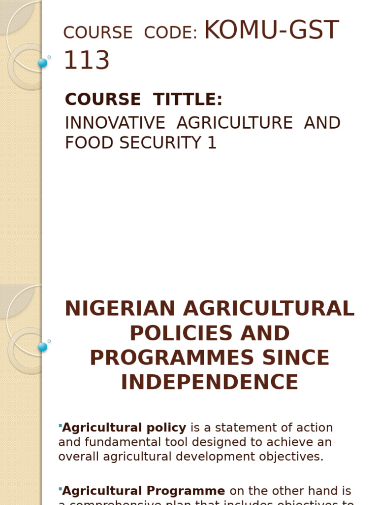 Komu Gst 113 Policies and Programmes Lecture | PDF | Nigeria