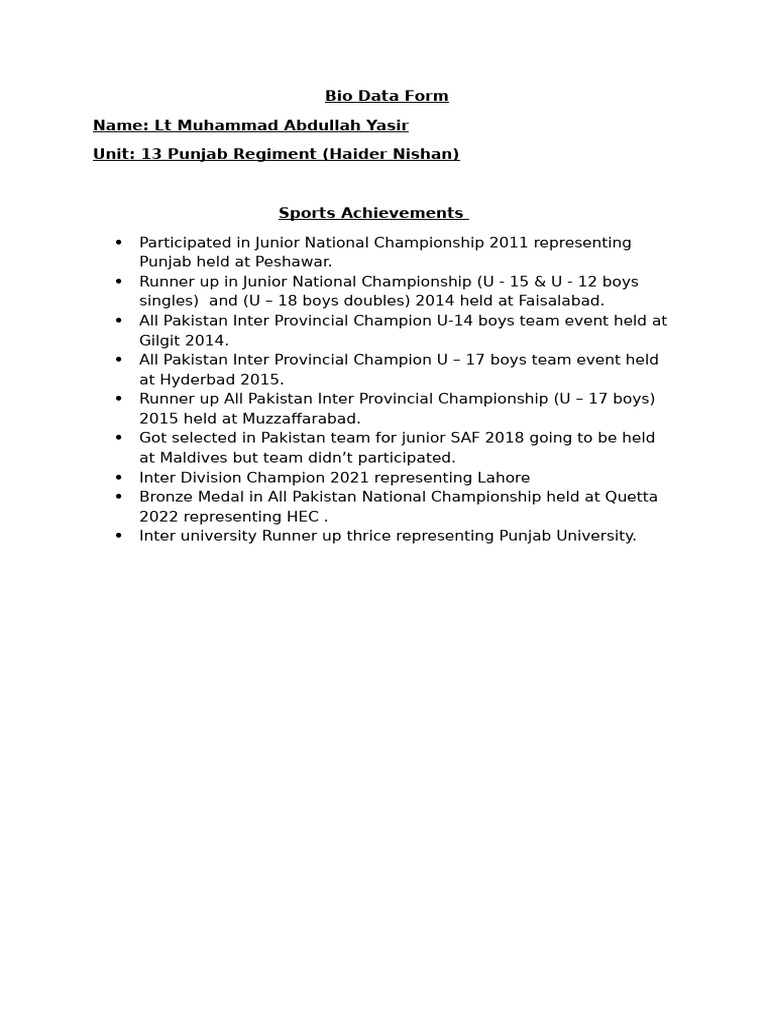 Sports Acheivements | PDF