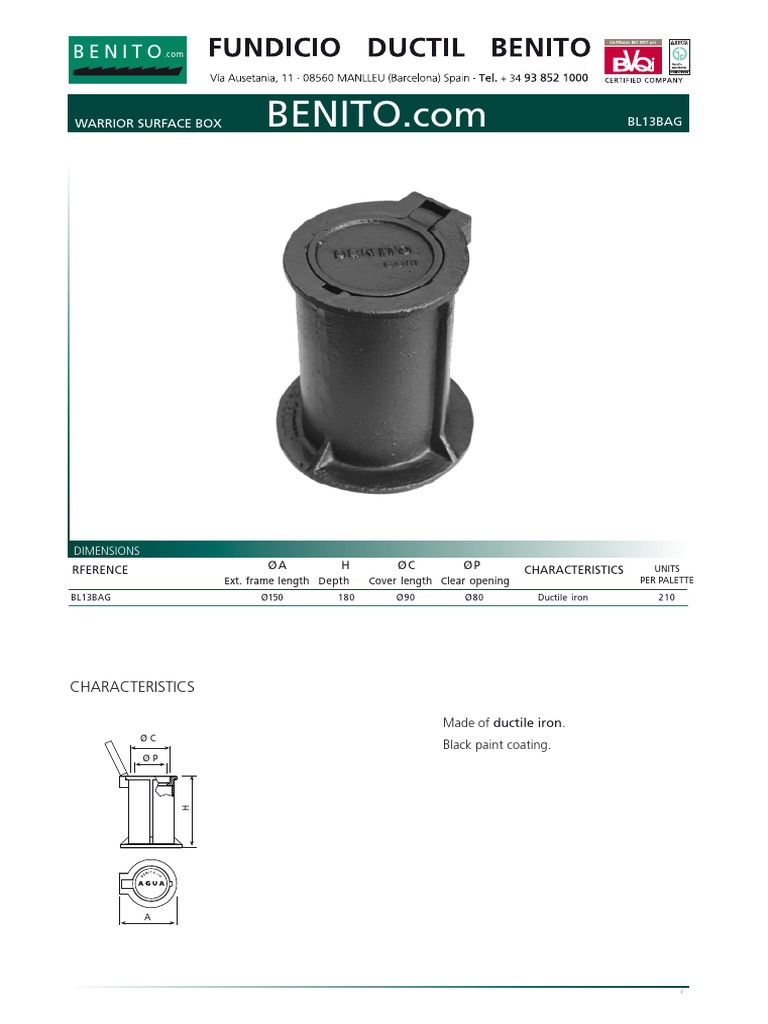 Ductile Iron Warrior Surface Box Specs | PDF