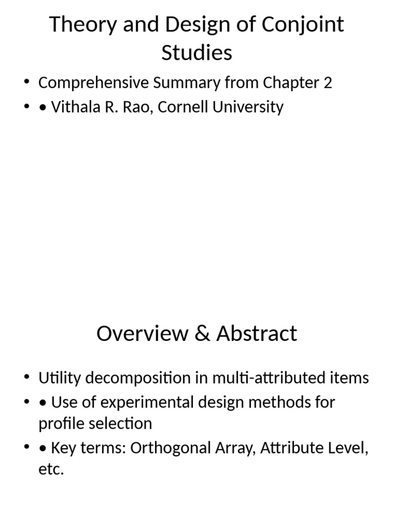 Conjoint Analysis Chapter 2 Summary | PDF | Design Of Experiments ...