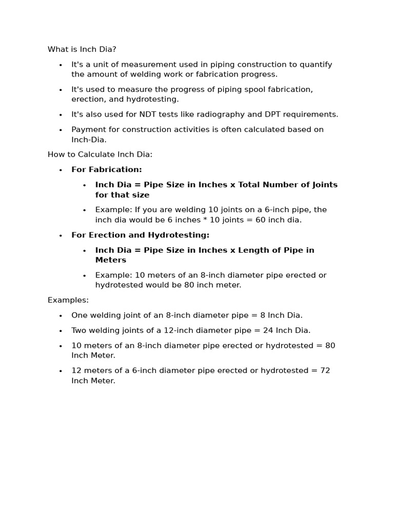 inch dia and inch mtr cal pipe | PDF
