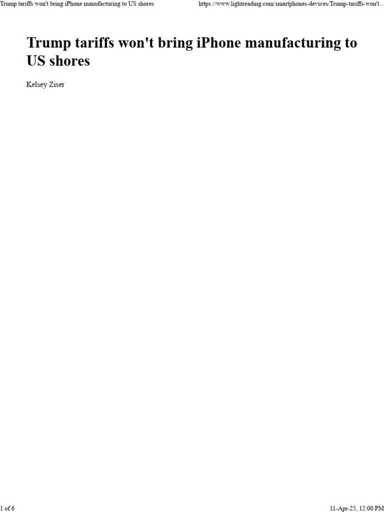 Trump Tariffs and iPhone Manufacturing Challenges | PDF | Smartphone ...