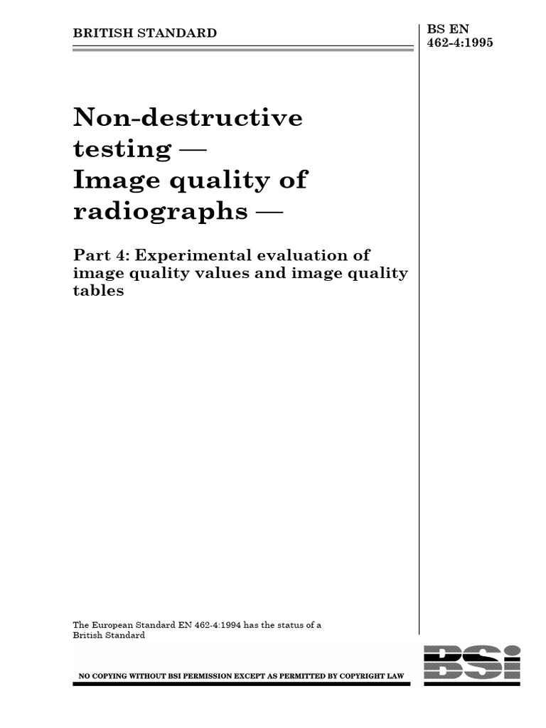 BS EN 462-4 1995 NDT - IQ Values and Tables | PDF | Nondestructive ...
