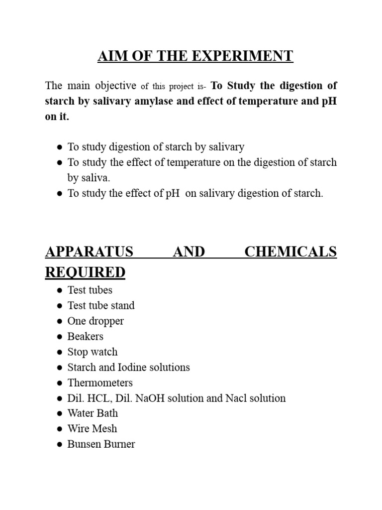 Chemistry Investigatory Project | PDF | Enzyme | Digestion