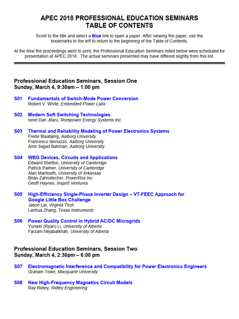 2018 - Apec 2018 Professional Education Seminars | PDF | Power ...