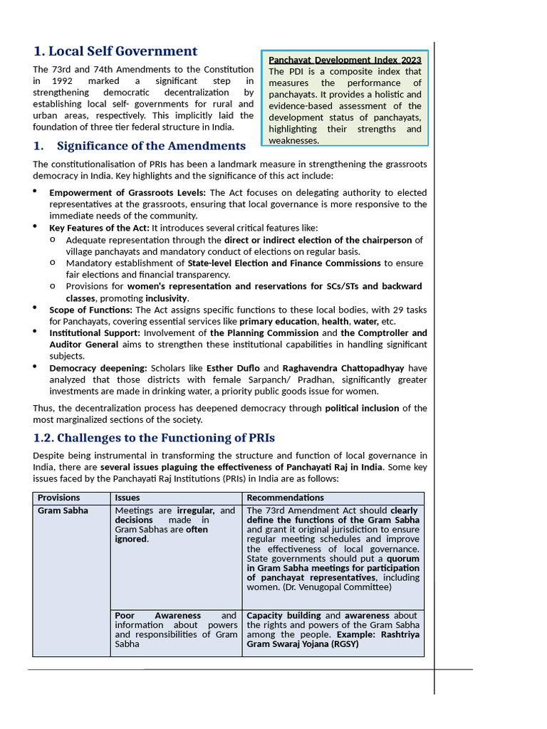 Local Self Governance | PDF | Government Of India | Governance