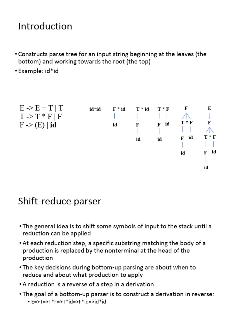 Shift-Reduce Parsing Techniques Explained | PDF | Theoretical Computer ...