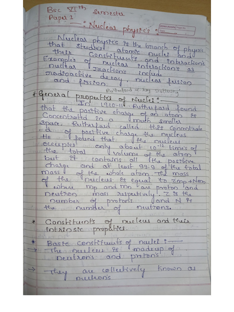 Nuclear Physics 1 Unit Notes | PDF